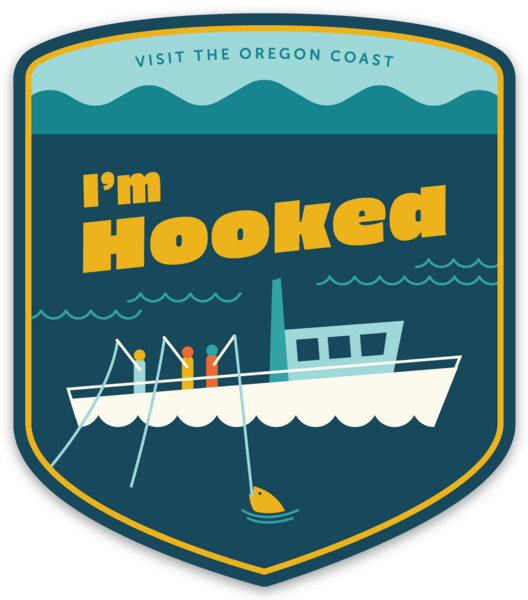 I'm Hooked 3" Sticker – The Oregon Coast Visitors Association